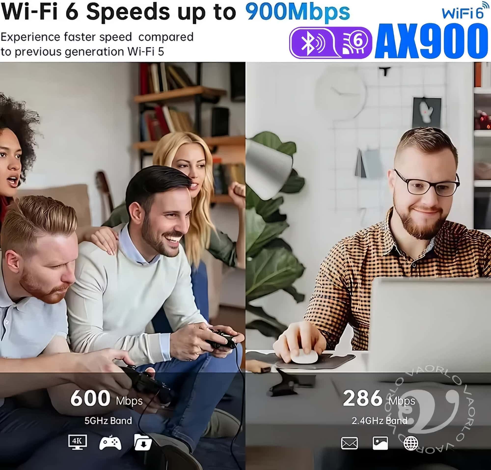 AX900 WIFI6 USB Adapter Dual Band 2.4G&5Ghz BT5.4 Wireless USB Dongle ...