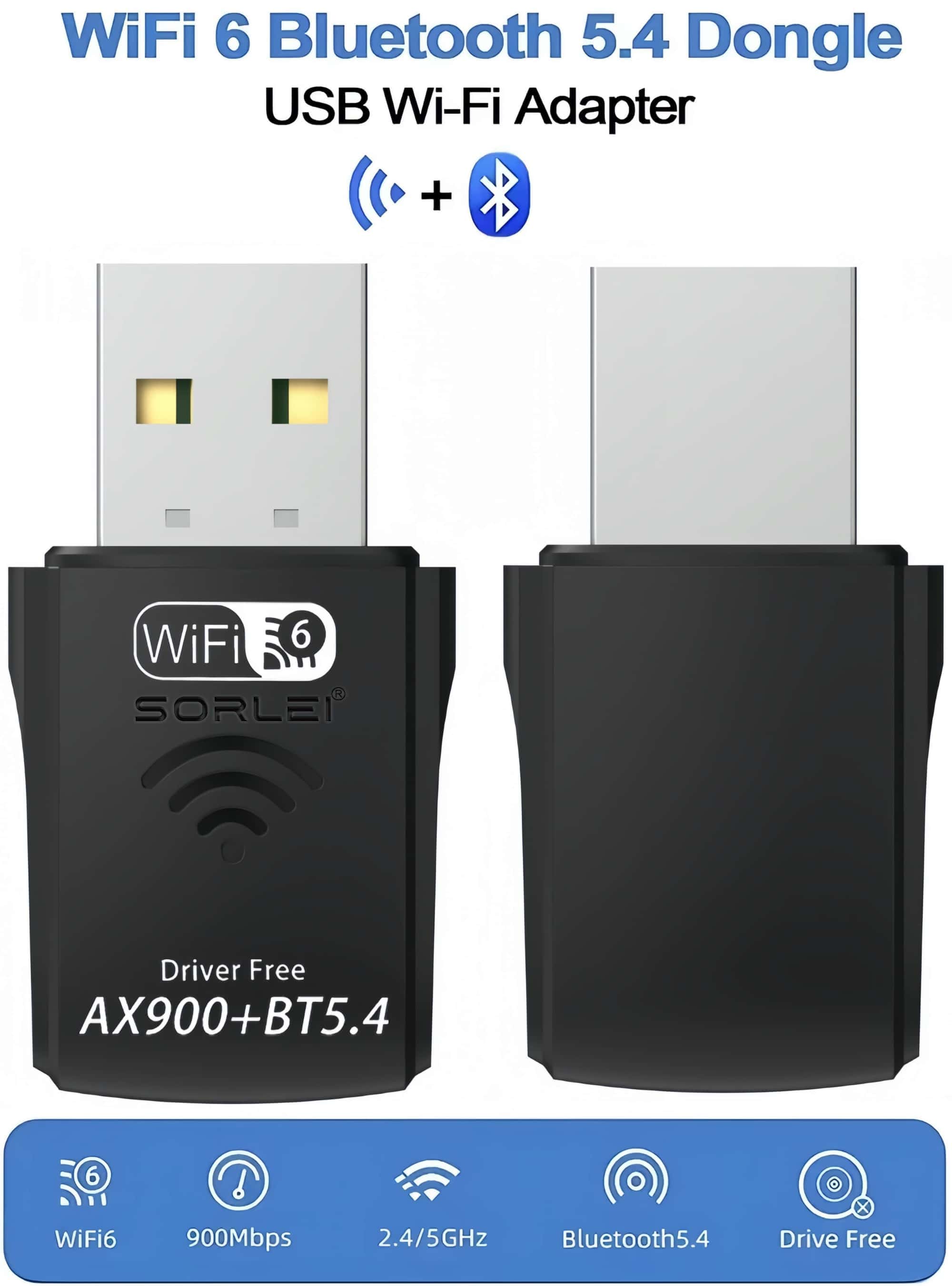AX900 WIFI6 USB Adapter Dual Band 2.4G&5Ghz BT5.4 Wireless USB Dongle ...